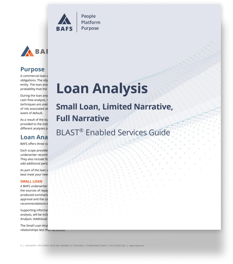 BAFS | Loan Analysis Product Services Guide