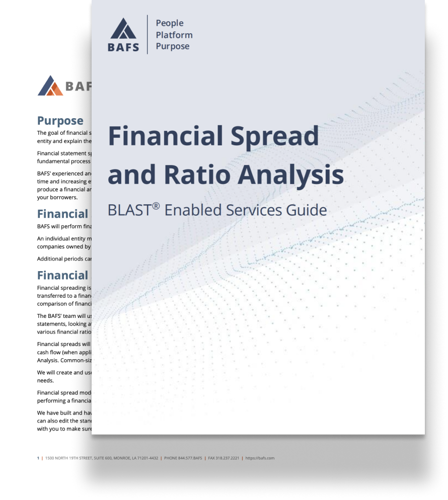 BAFS | Financial Spread & Ratio Analysis Product Services Guide