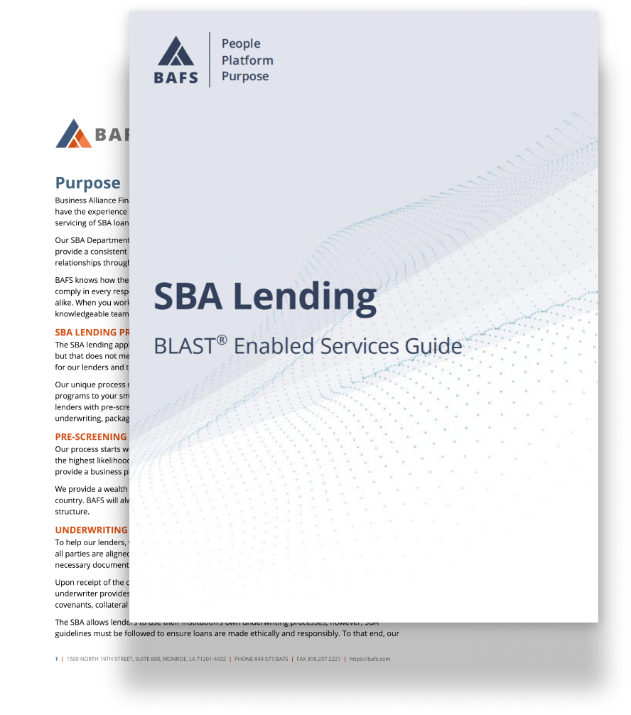 BAFS | SBA Lending Product Services Guide